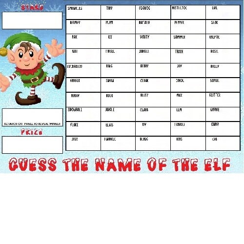 A4 ELF Guess the Name of Scratchcard Fundraising Game - Etsy