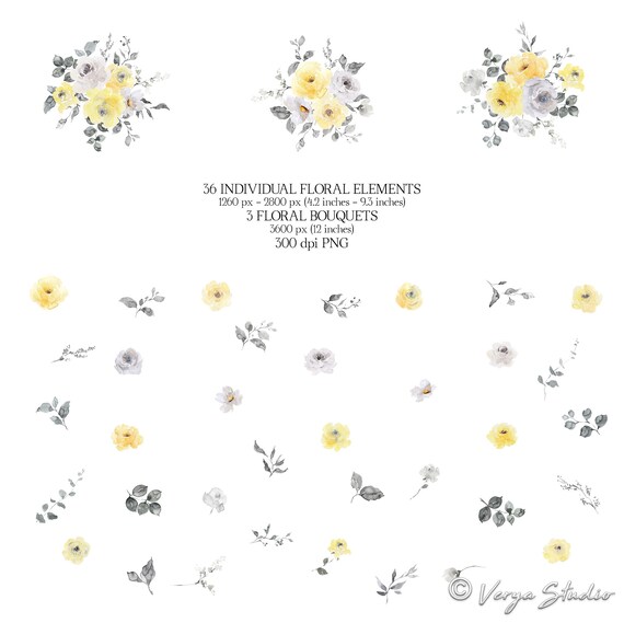 Yellow And Gray Flower Clip Art