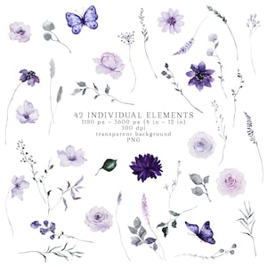 AW Lilac Lavender Floral Clipart, Purple Flowers, Watercolor Violet ...