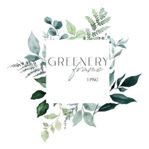 Greenery Botanical Frame Clipart Watercolor Leaves Border Clip Art ...
