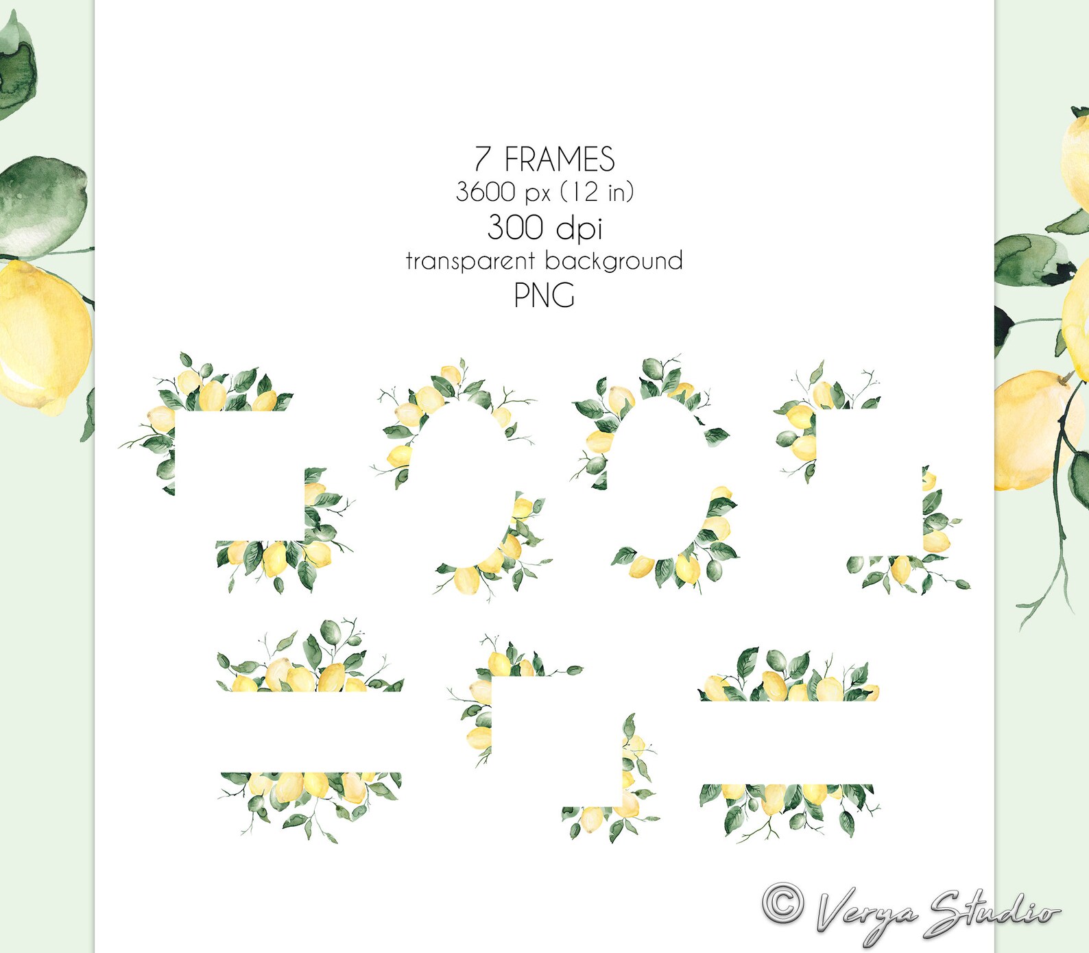 Lemon Clipart Watercolor Lemons Clip Art Summer Citrus Fruit Greenery ...