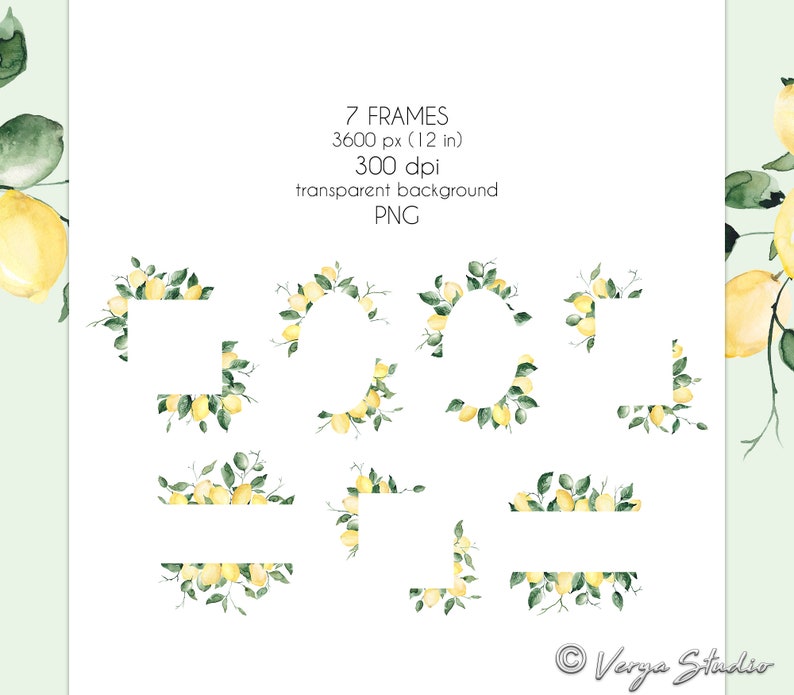 Lemon Clipart Watercolor Lemons Clip Art Summer Citrus Fruit - Etsy
