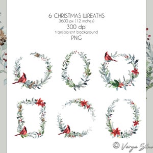 Christmas Clipart Wreaths Watercolor Xmas Wreath Clip Art Frame Border ...