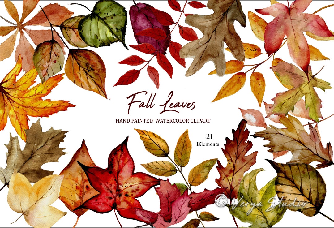 Watercolor Fall Leaves Clipart, Autumn Clipart, Woodland, Rustic ...