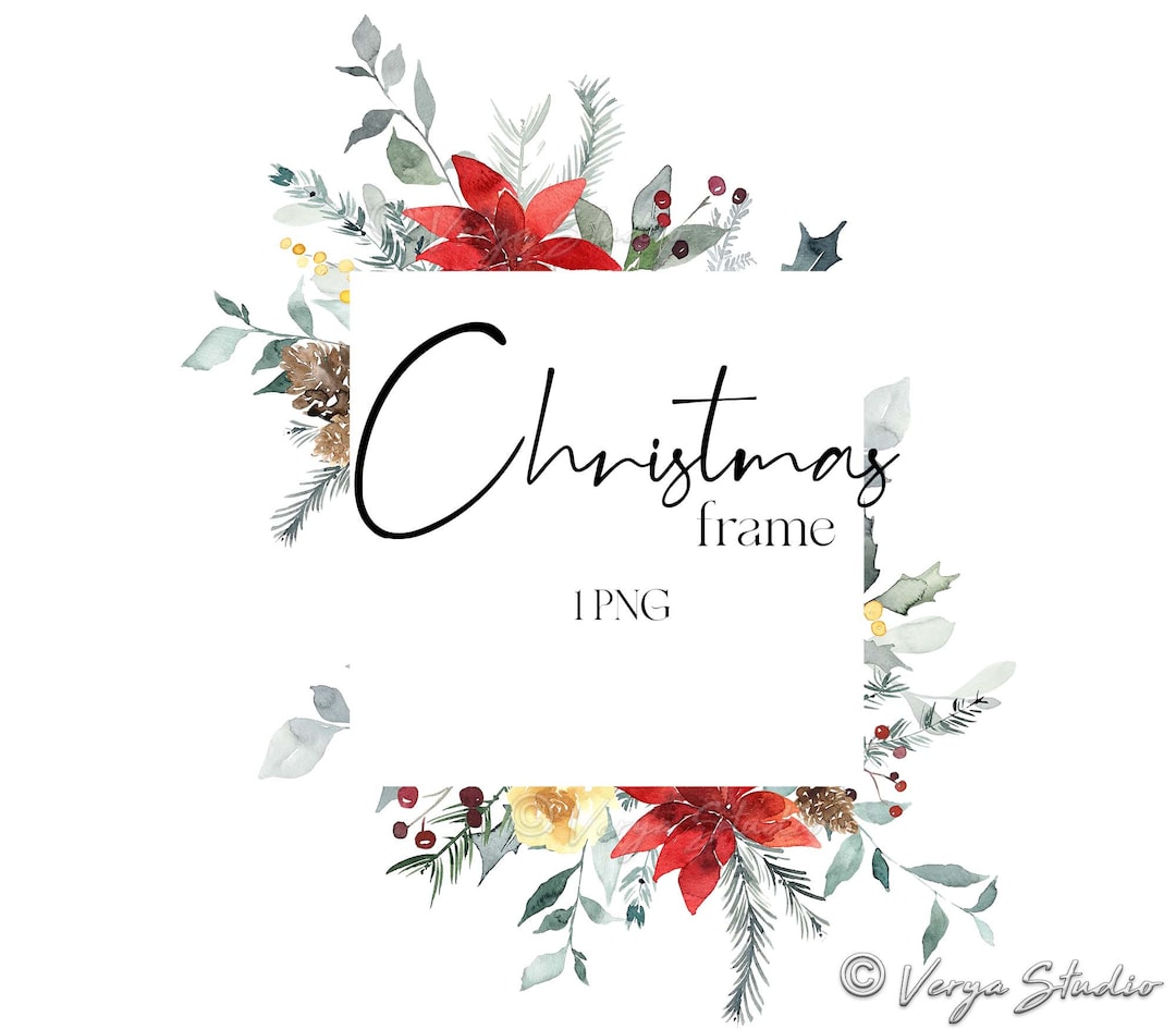 Christmas Frame Clipart Watercolor Xmas Clipart 1 Holiday Frame Border ...