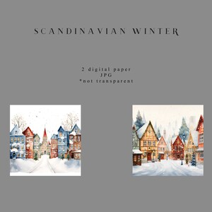 Christmas Clipart Scandinavian Winter City Village Houses Street Clip ...