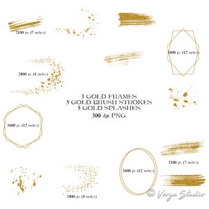 Purple Watercolor Splashes Clipart Geometric Golden Frames Gold Brush ...