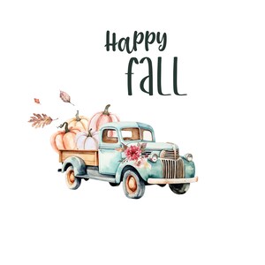 Fall Truck With Pumpkins Clipart Watercolor Autumn Clip Art Set Vintage ...
