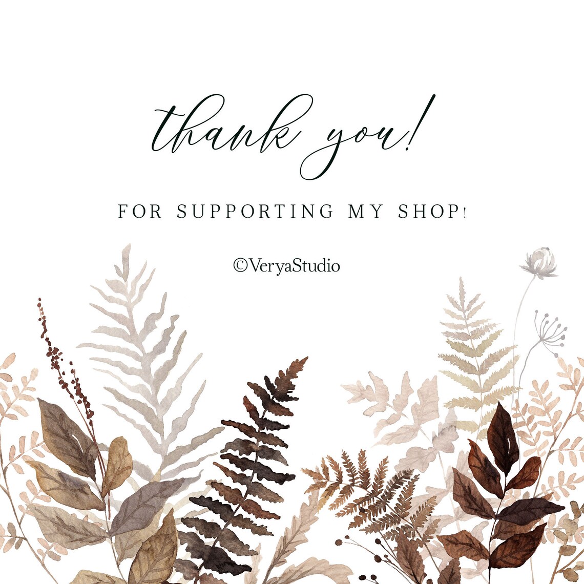 Boho Fern Fall Leaves Clipart Watercolor Dried Ferns Botanical Clip Art ...