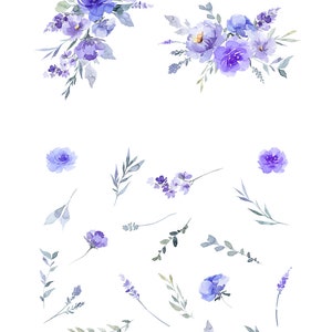 Purple Lavender Watercolor Floral Clipart Violet Lilac Flowers Clip Art ...