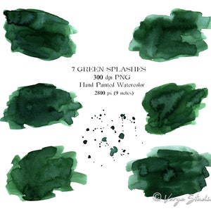 Emerald Green Watercolor Splashes Gold Frames Brushes Clipart Wedding ...