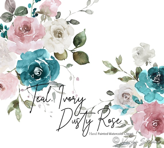 Teal Flower Clip Art