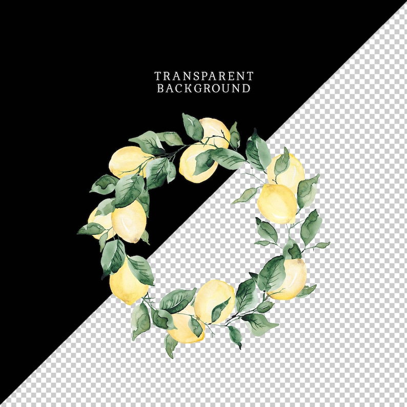 Lemon Wreath Watercolor Lemons Clipart Lemons Wreath Yellow Citrus ...