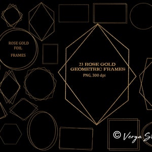 Rose Gold Geometric Frames PNG Clipart Set, Rose Gold Frames Overlays ...