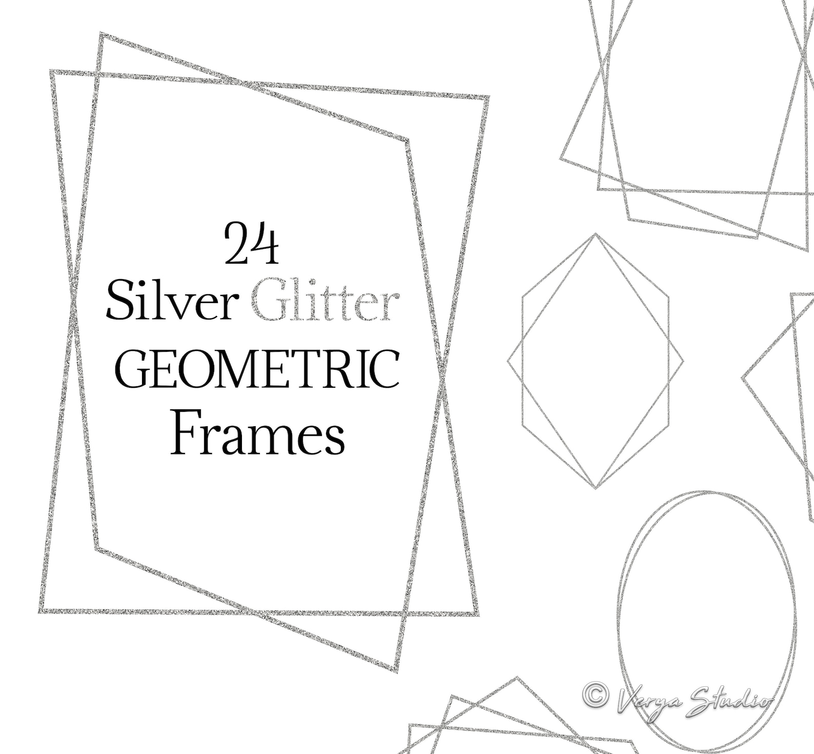 Silver Frame Clipart PNG Minimalist Golden Frames Geometric - Etsy
