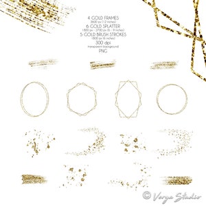 Mint Green Gold Watercolor Splashes Clipart Washes Splatter Geometric ...