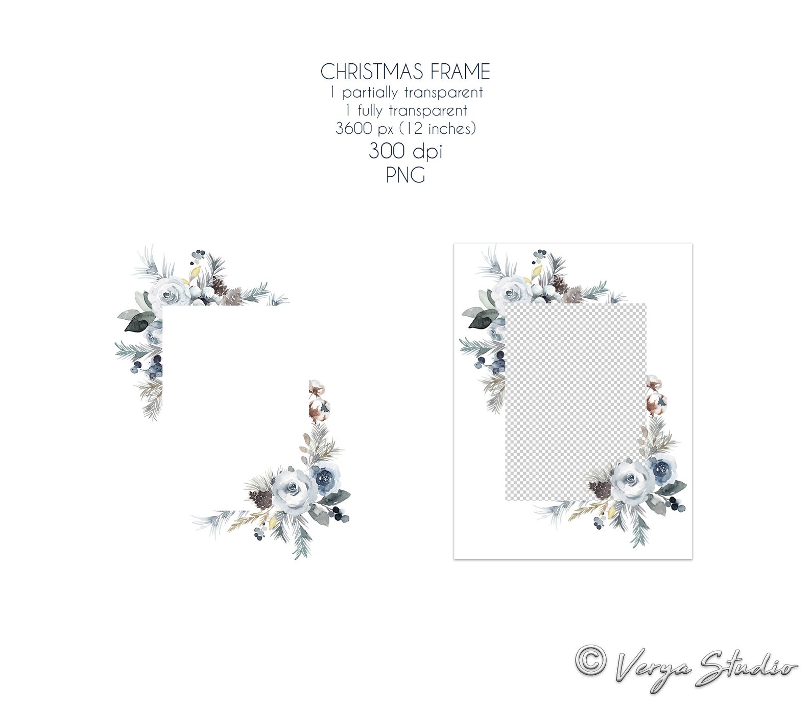 Christmas Frame Clipart Watercolor Winter Greenery Frame Border Clip ...