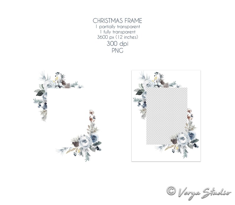 Christmas Frame Clipart Watercolor Winter Greenery Frame - Etsy