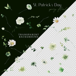 Spring Clipart St Patrick's Day Floral Clip Art Watercolor Shamrock ...