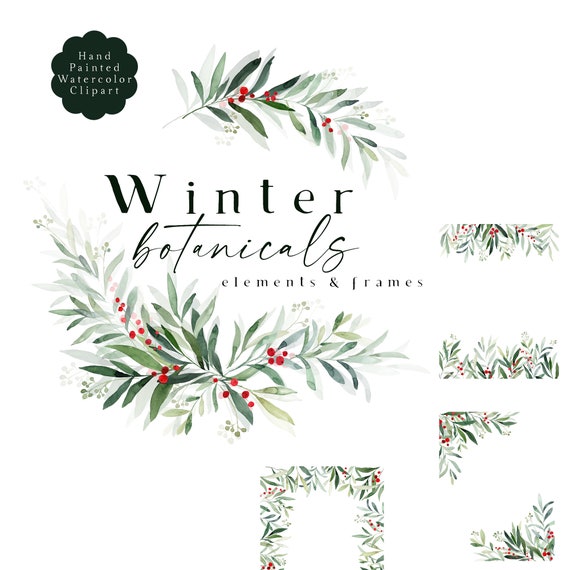 Pinsel Grenze Clipart Kostenlos Beeren & Grünpflanzen Weihnachten