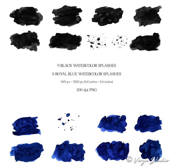 Blue Watercolor Splashes