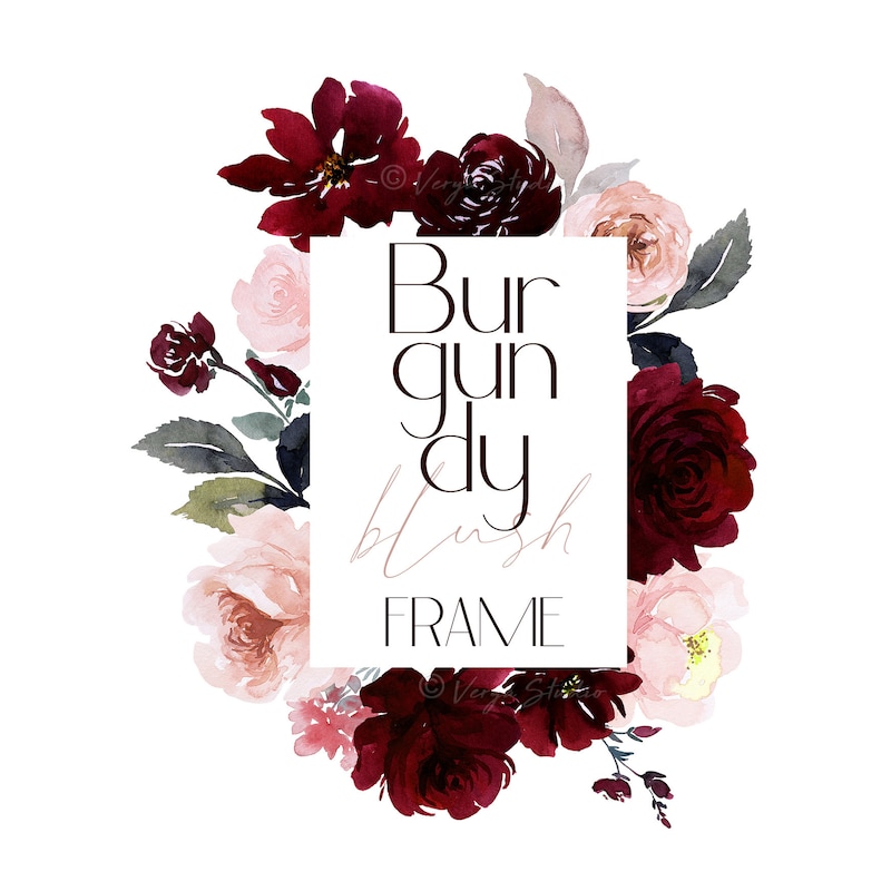 Burgundy Floral Border - Etsy