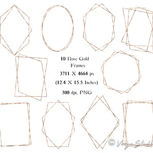 Rose Gold Frames Clipart Polygonal Gold Frames Clip Art Golden Frames ...