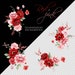 Crimson Floral Clipart Watercolor Red Blush Flowers Clip Art Wedding ...