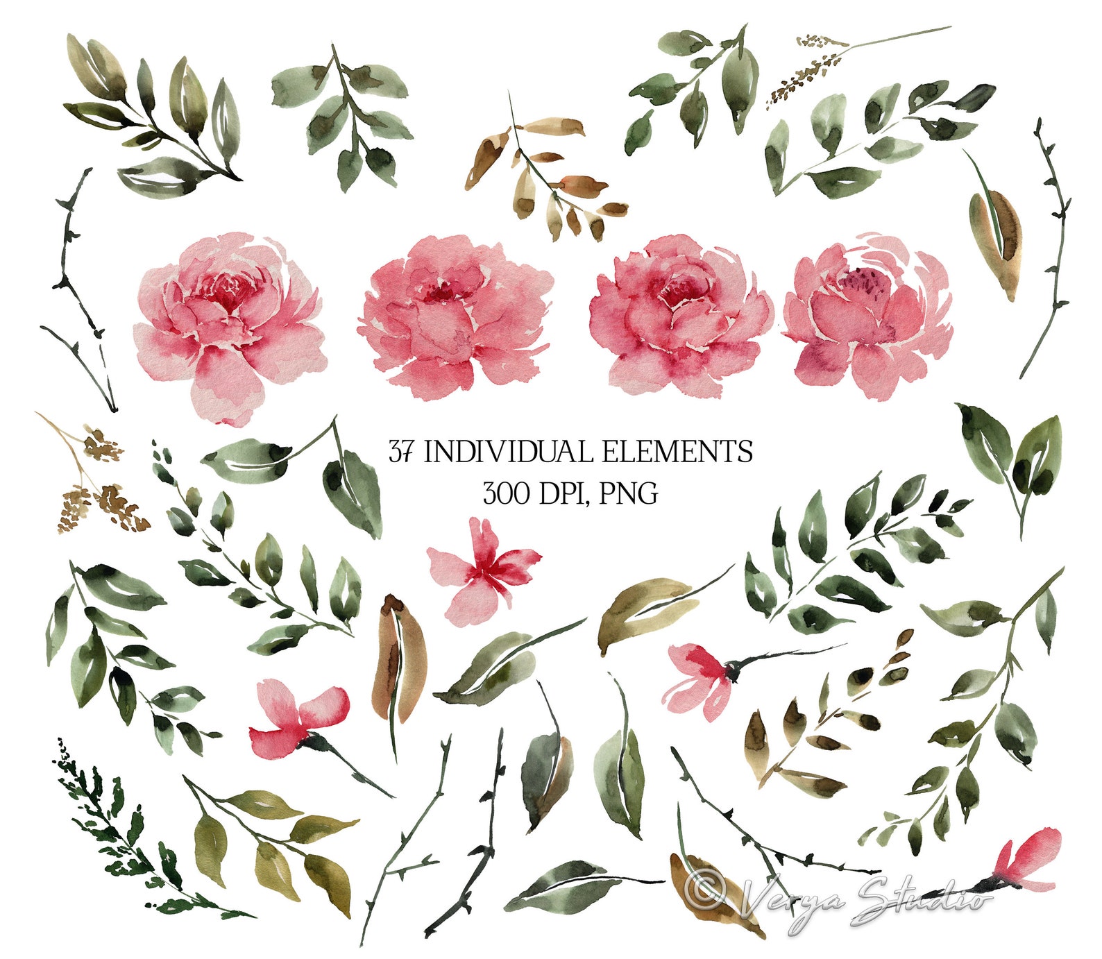 Watercolor Flower Blush Pink Roses Clipart Floral Clip Art Soft ...