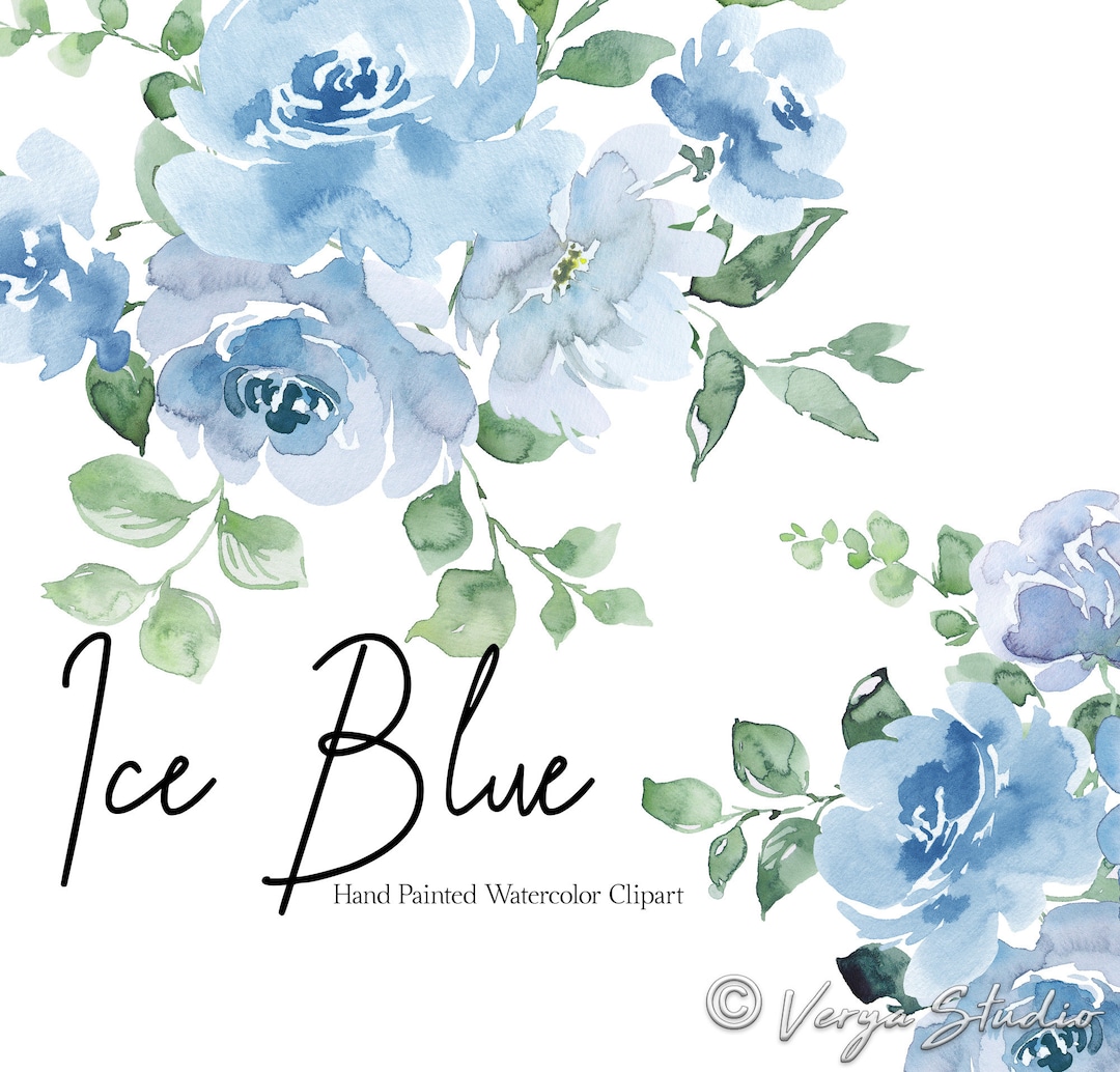 Blue Watercolor Floral Clipart Light Blue Flowers Clip Art Baby Blue ...