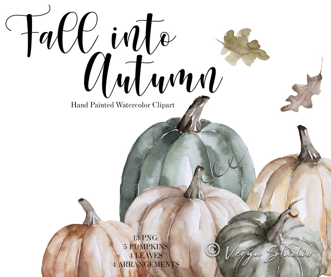 Pumpkins Clipart Watercolor Fall Clip Art Autumn Clipart Neutral Tone ...