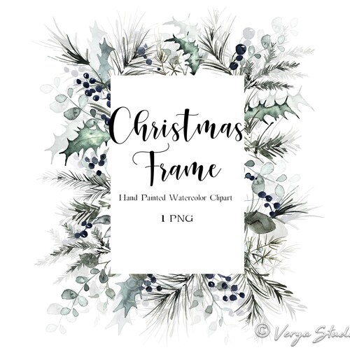 Winter Watercolor Frame Clipart Christmas Holiday Border - Etsy