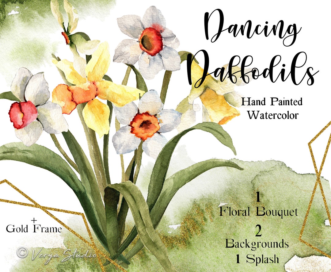 Watercolor Spring Bouquet Clipart Daffodil Arrangement Clip Art Easter ...