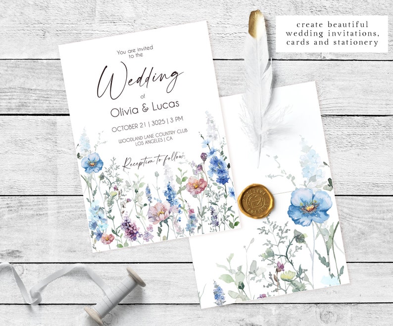 Wild Flowers Floral Border - Watercolor Floral Clipart, Meadow Flowers ...