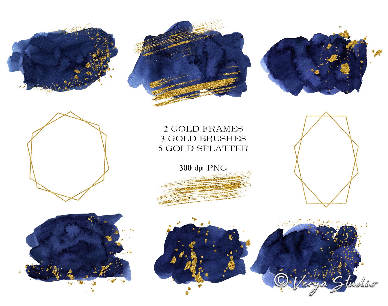 Indigo Blue Watercolor Splashes Clipart Navy Splodges Splatter Clip Art ...