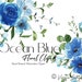 Blue Floral Watercolor Flowers Clipart Greenery Leaves Flower Bouquets ...
