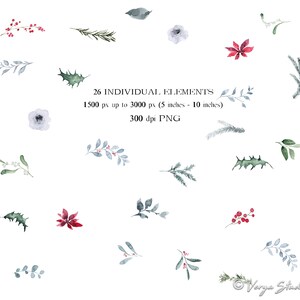 Watercolor Christmas Clipart Holiday Clipart Winter Clip Art Greeting ...