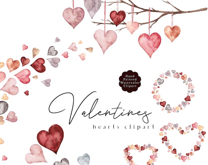 Valentines Day Clipart, Watercolor Valentine PNG, Valentine Heart ...
