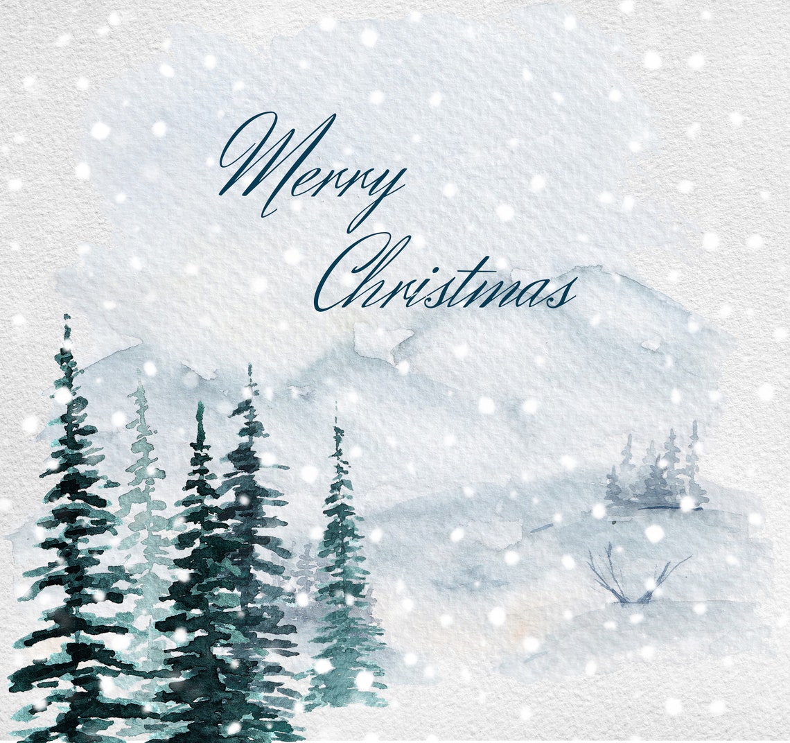 Watercolor Christmas Clipart Pine Trees Clipart Christmas - Etsy