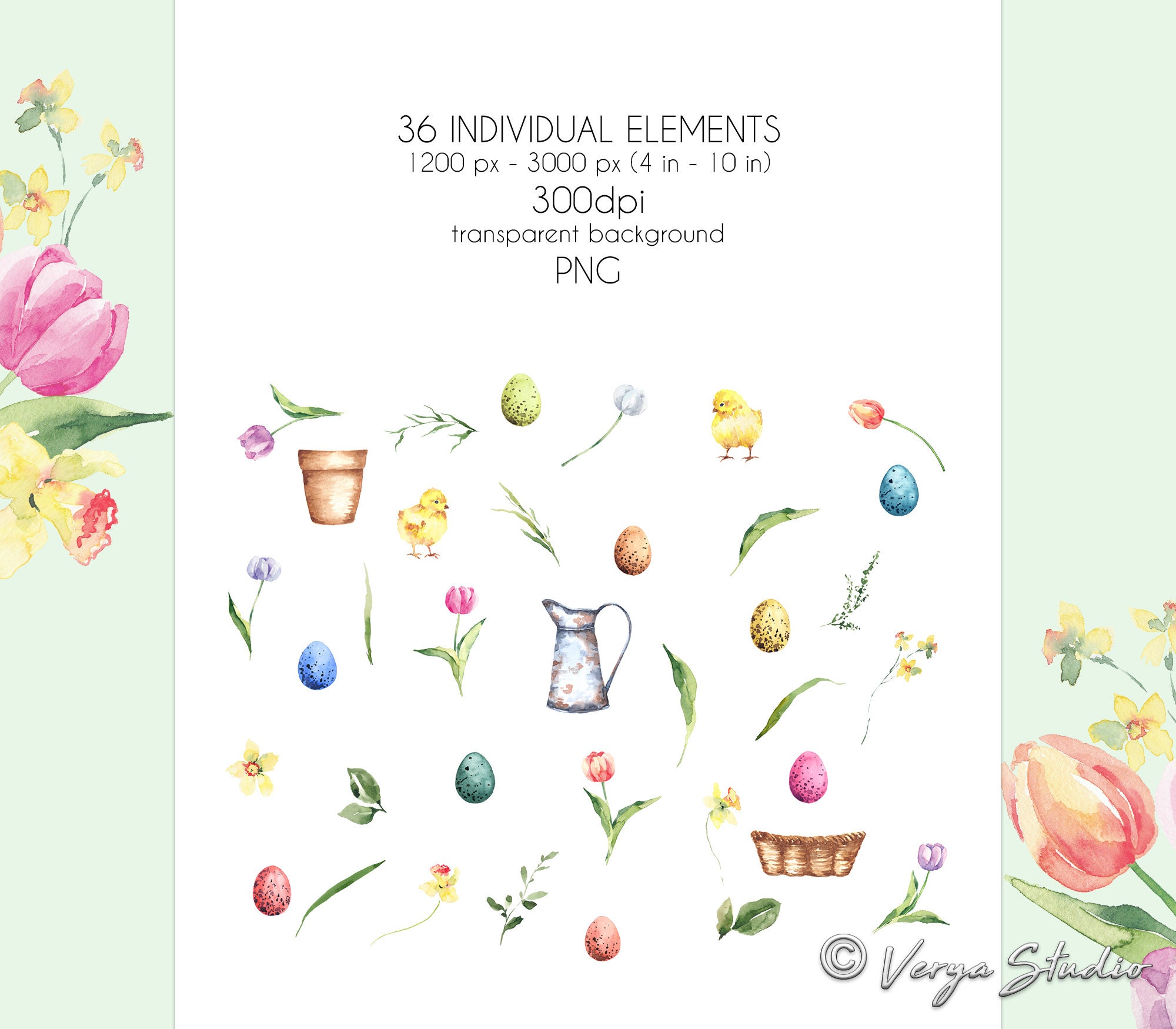 Watercolor Easter Clipart Spring Clip Art Yellow Chicks - Etsy
