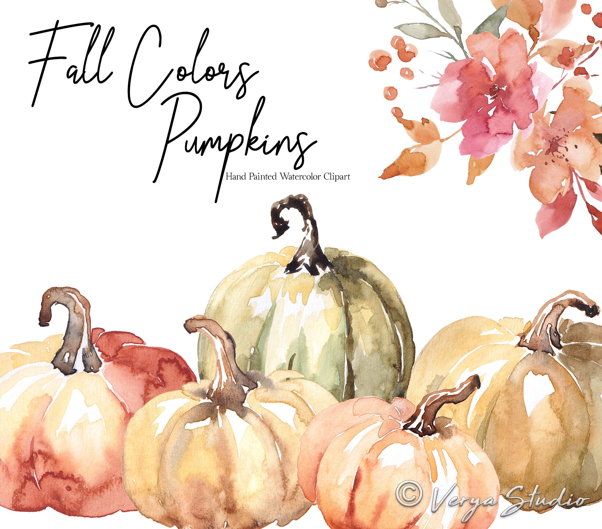Fall Flowers And Pumpkins Clipart