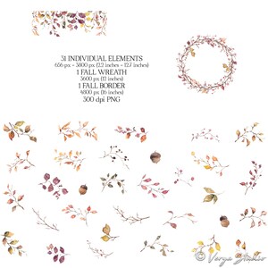 Autumn Watercolor Clipart, Fall Clip Art, Fall Leaves Clipart, Berries ...