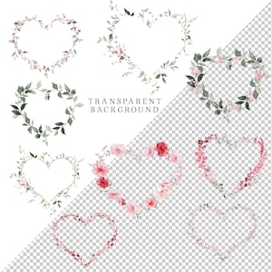 Heart Wreath, Floral Clipart, Floral Valentines Botanical Frame ...