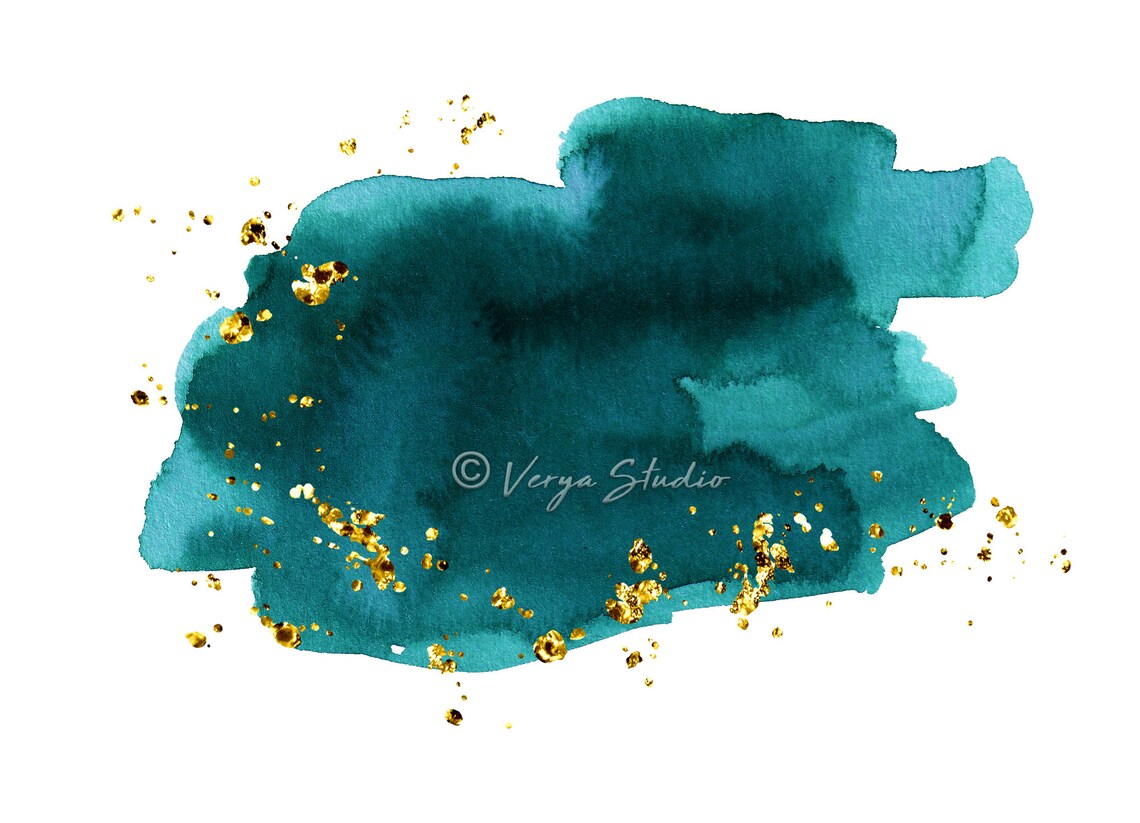 Teal Watercolor Splashes Clipart Green Blue Blobs Splodges | Etsy