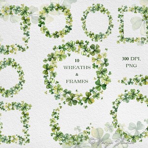 Watercolor Spring Clover Wreaths & Frames St. Patricks Day Clipart Set ...
