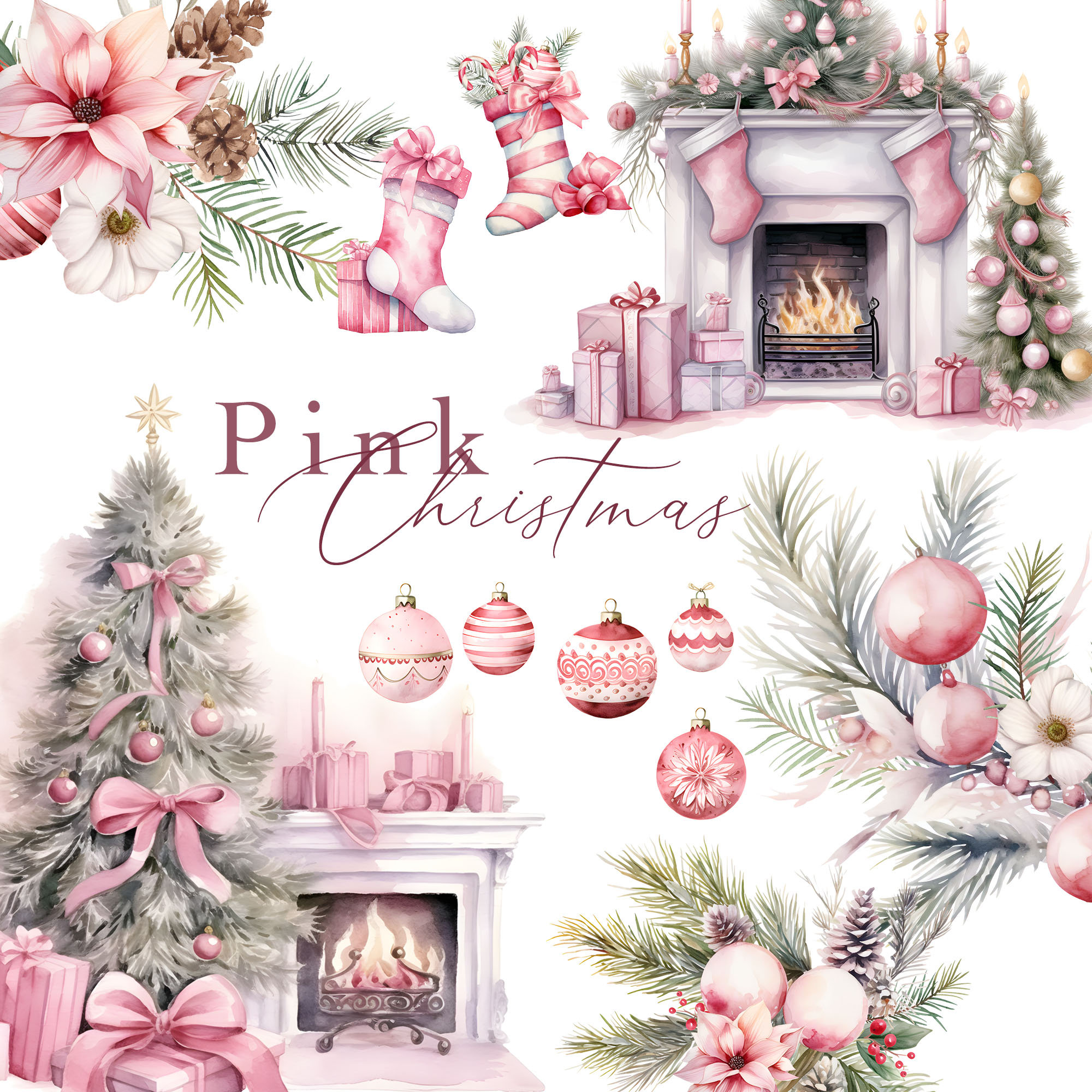Pink Christmas Decorations Clip Art Pink Christmas Ornament Clipart