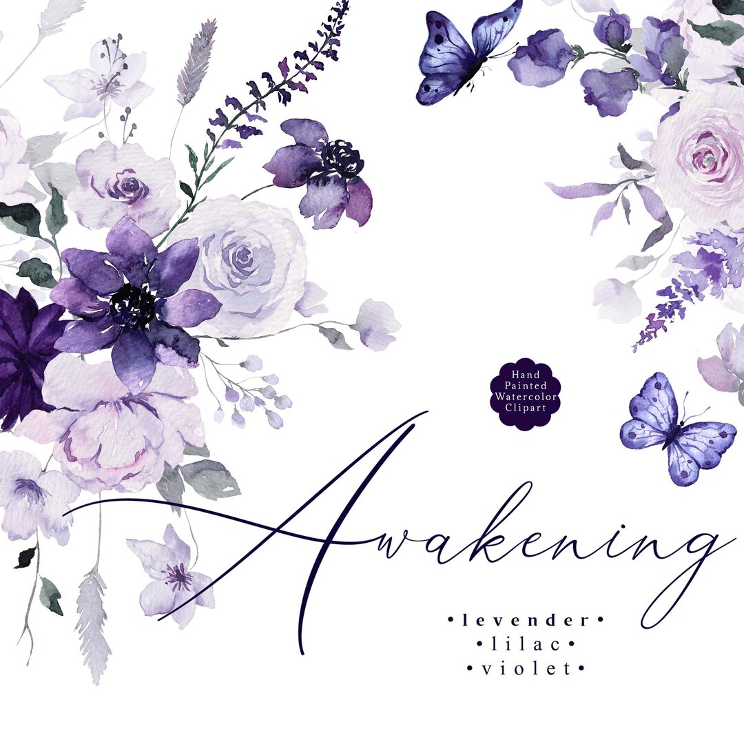 AW Lilac Lavender Floral Clipart, Purple Flowers, Watercolor Violet ...