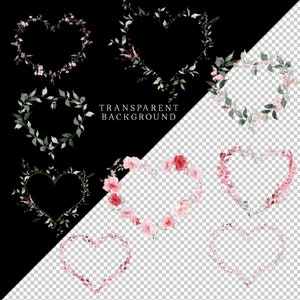 Heart Wreath, Floral Clipart, Floral Valentines Botanical Frame ...