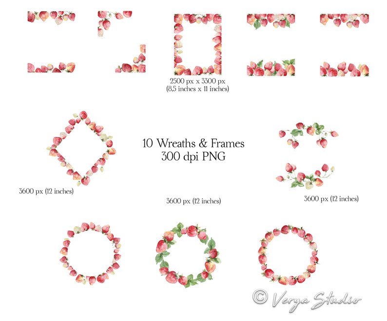 Strawberries Clipart Watercolor Strawberry Frames Wreaths Clip Art ...