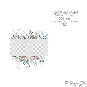 Christmas Greenery Frame Clipart Watercolor Winter Clip Art Xmas ...